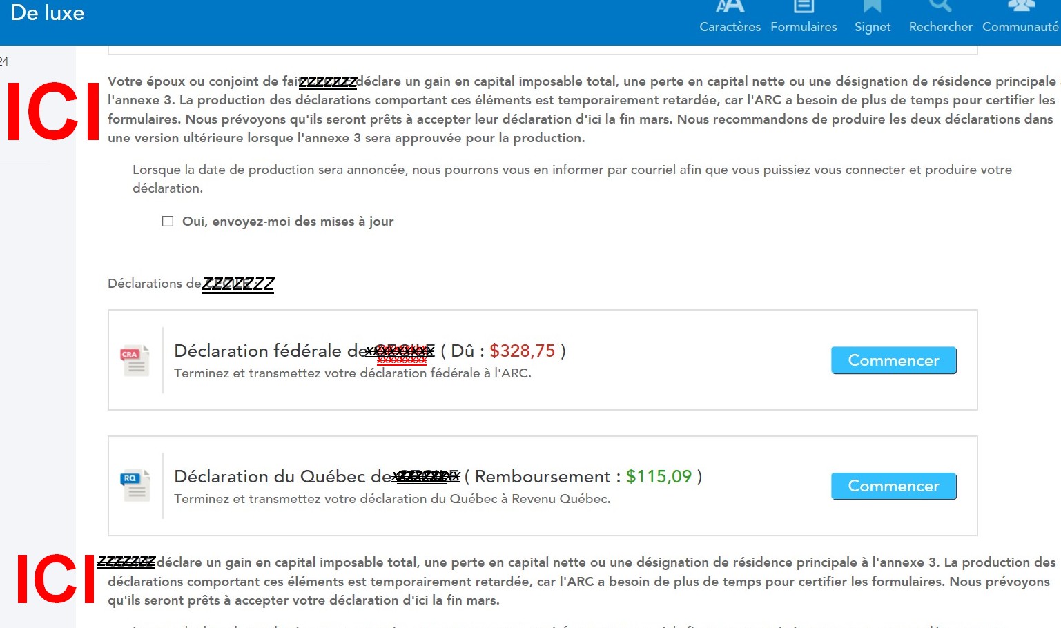 Impossible de transmettre aucune déclaration, d'imprimer et/ou encore ...